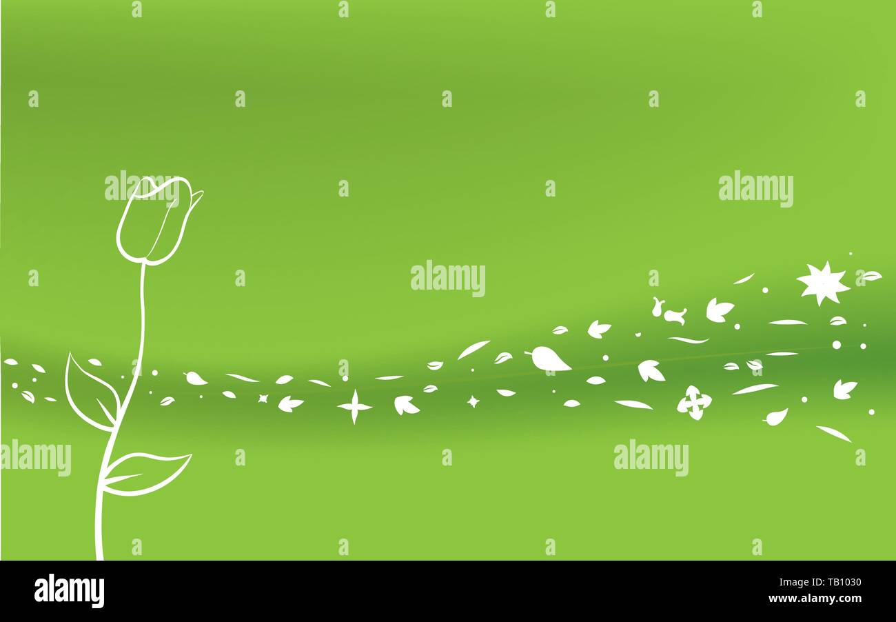 Vector illustration. Windy background in spring. Leaf icons in the ...