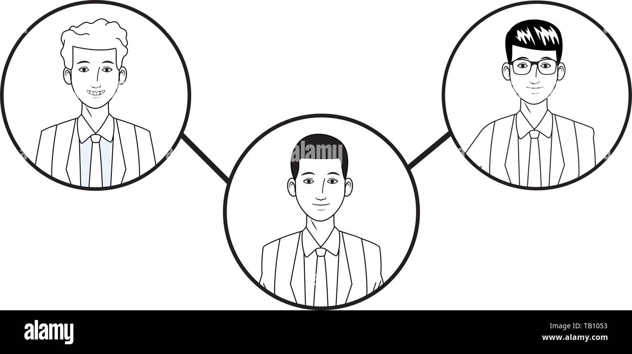 businessmen avatar profile picture in round icons black and white Stock ...