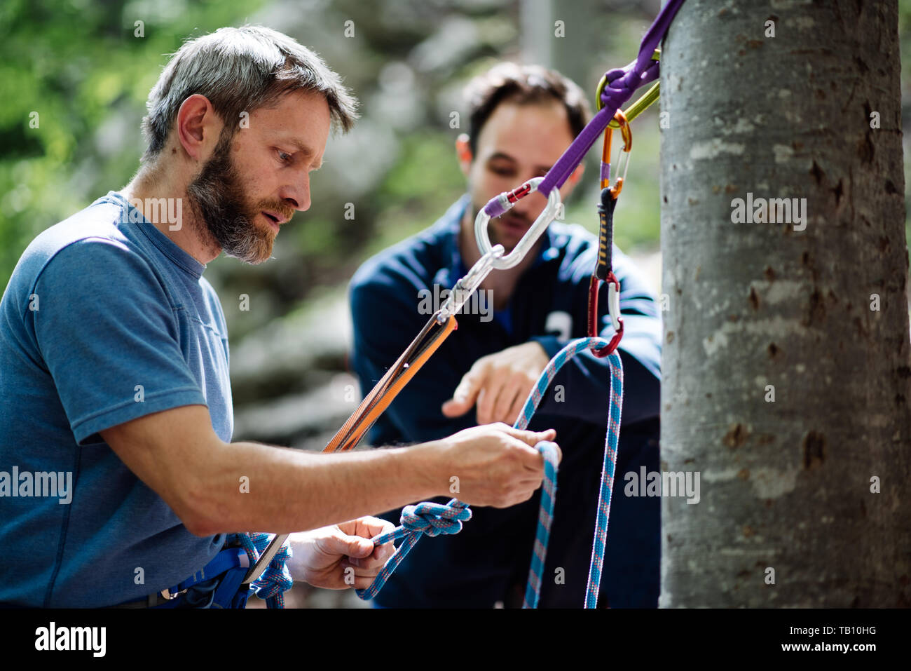 Two men climbing tree hi-res stock photography and images - Alamy