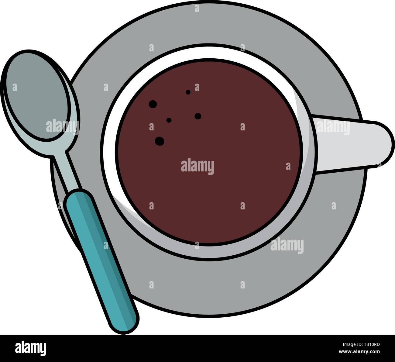 Coffee cup with spoon on disk topview cartoon Stock Vector Image & Art ...