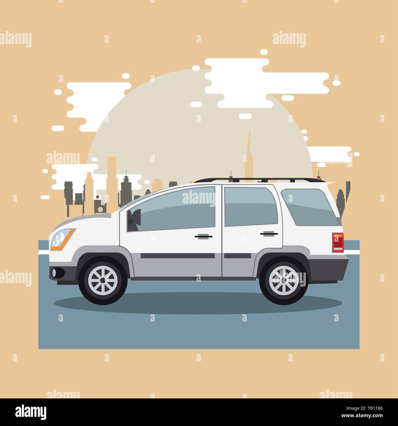 Car in empty park Stock Vector Images - Alamy
