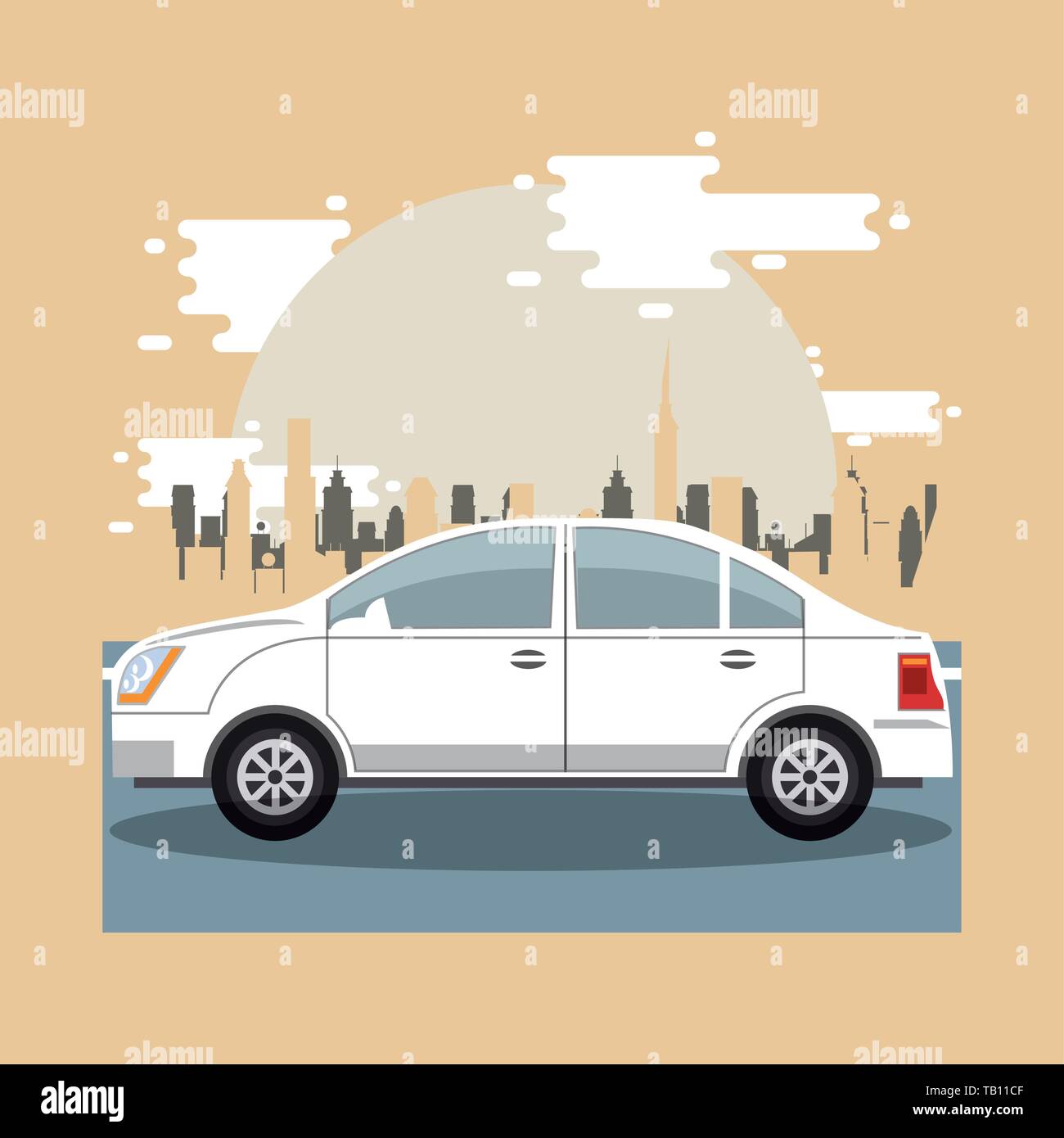 Car in empty park Stock Vector Images - Alamy