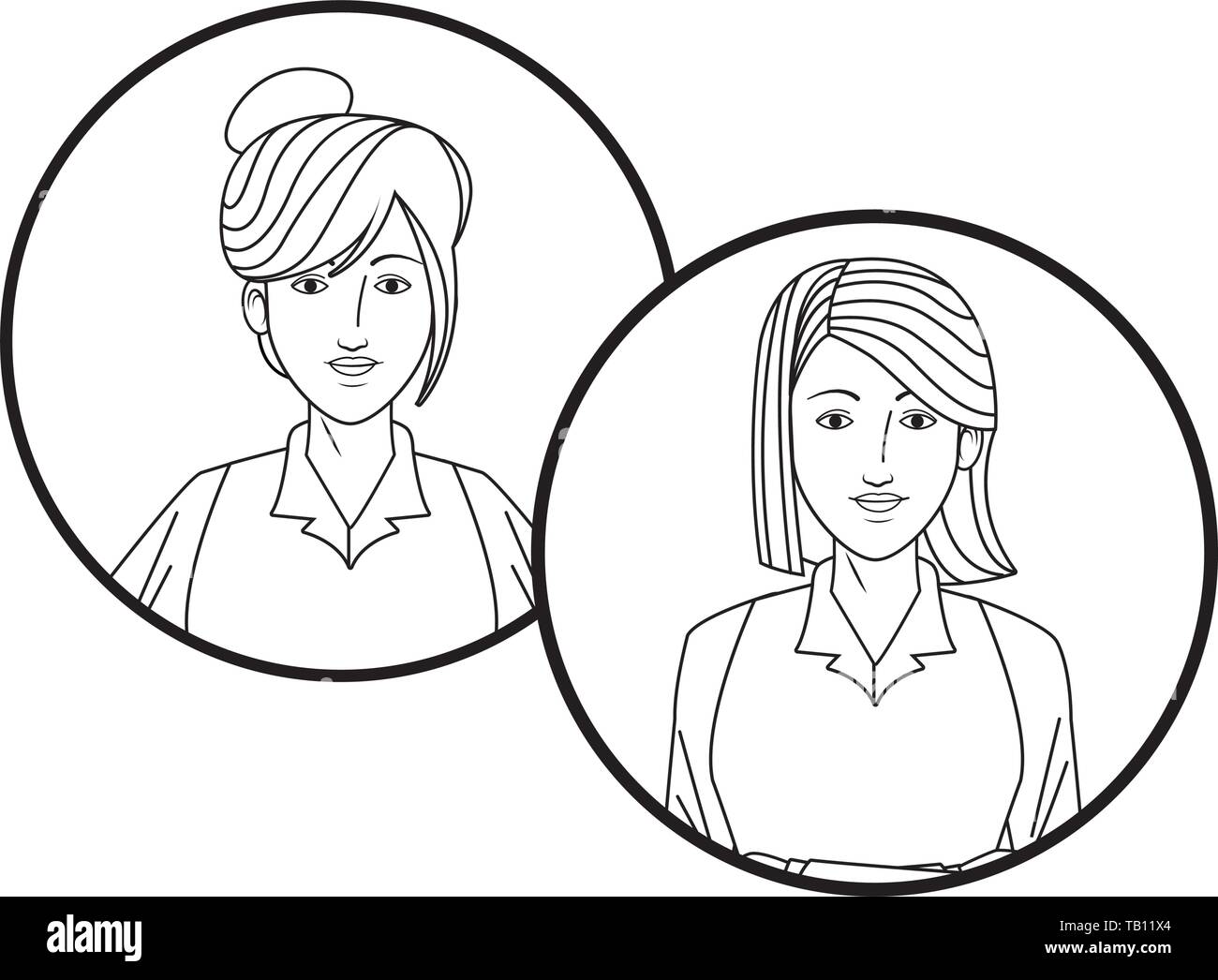 businesswomen avatar profile picture in round icons black and white ...