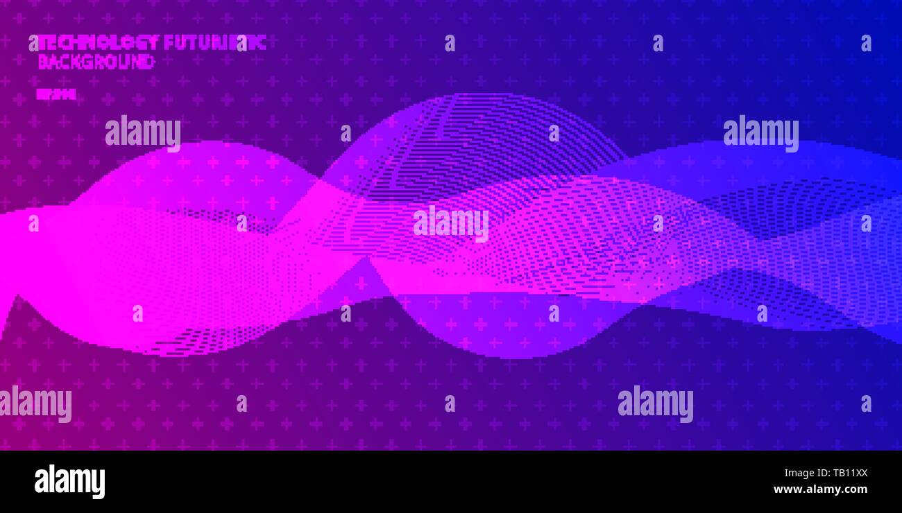 Abstract lines waves on purple and blue colors background for design ...