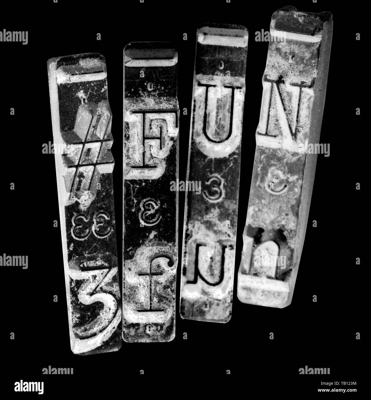 # FUN with old typewriter macro monochrome image isolated Stock Photo ...