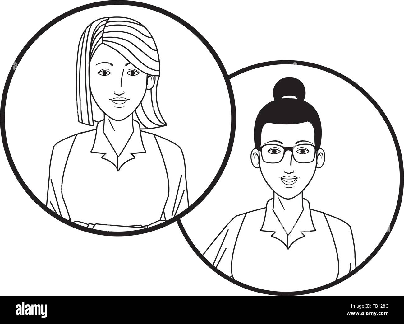 businesswomen avatar profile picture in round icons black and white ...