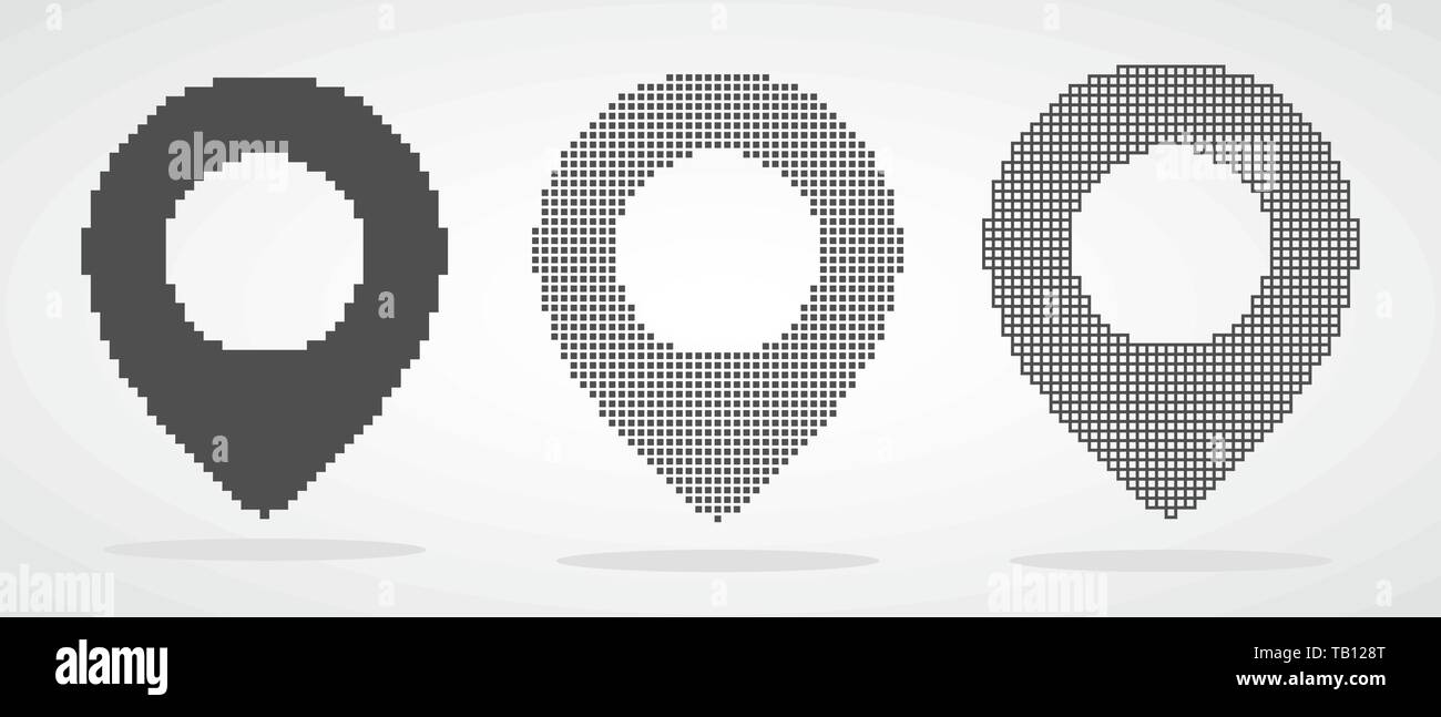 Set of map pointer in pixel art design. Vector illustration. Isolated ...