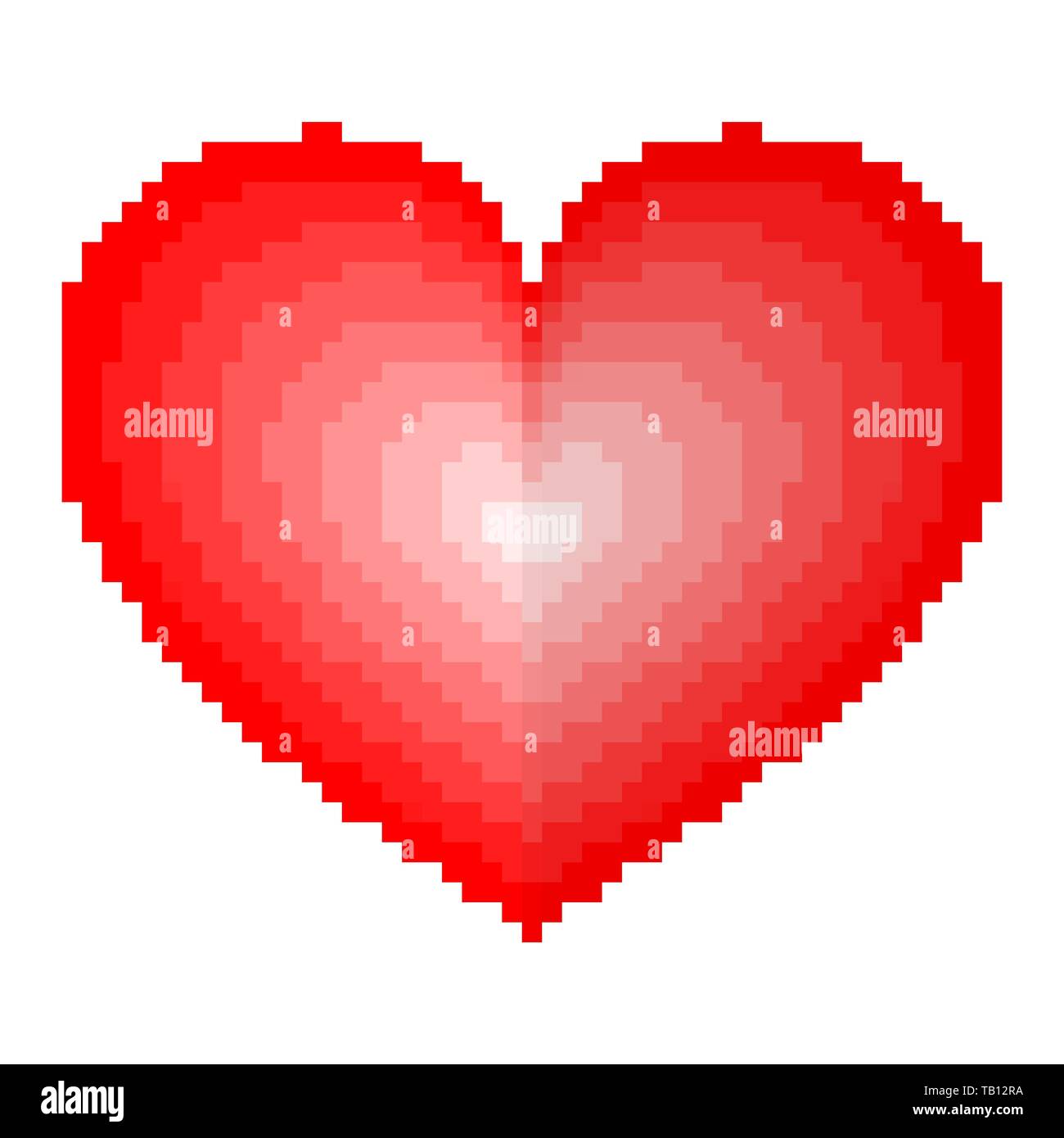 Red heart in pixel style. Vector illustration. Abstract heart icon ...