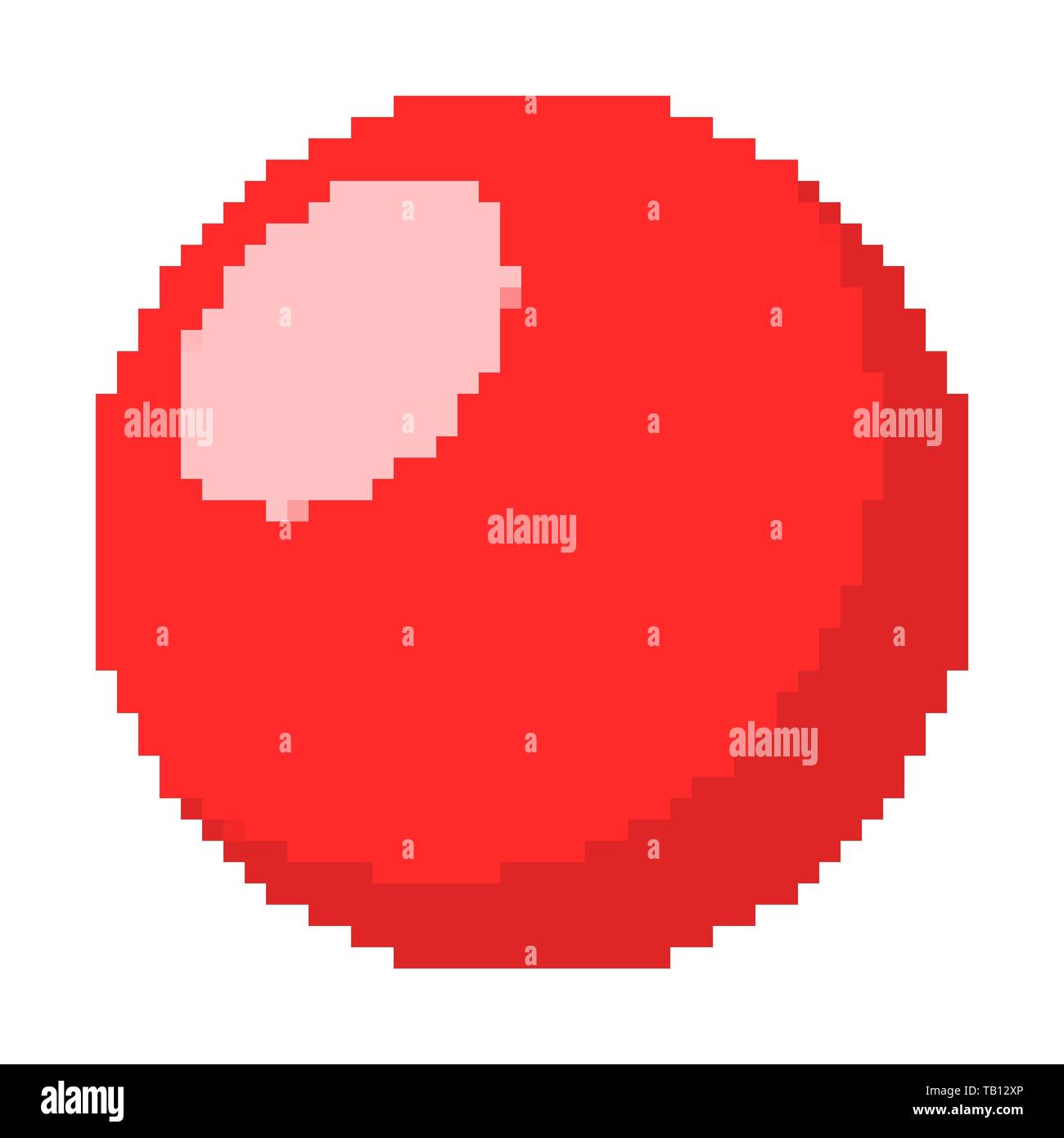 Red Ball in pixel art design. Vector illustration. Isolated Ball in ...