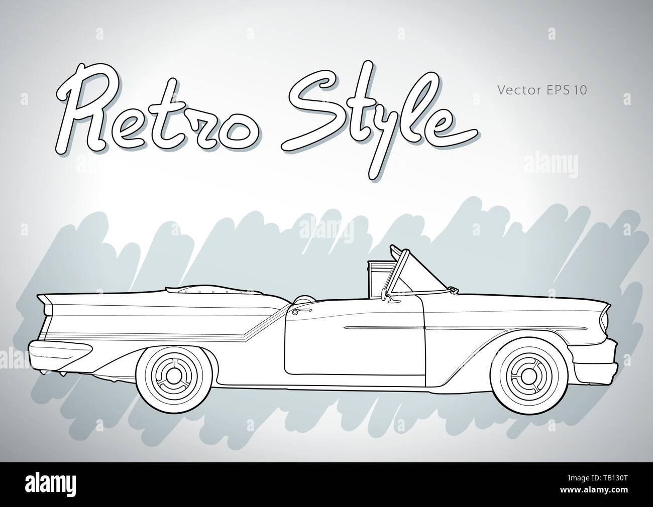 Retro car cabriolet vector draw isolated on background Stock Vector ...