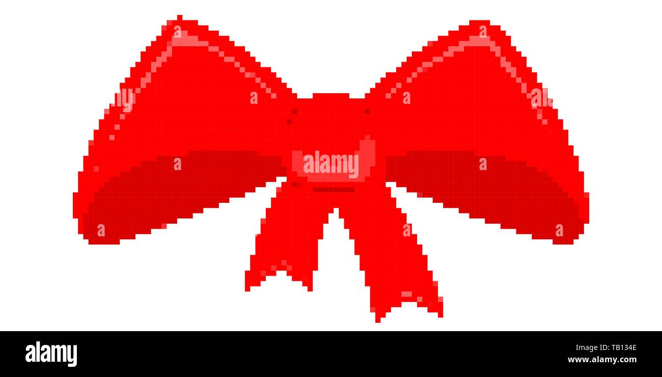 Pixel art design of a red bow. Vector illustration. Abstract bow in ...