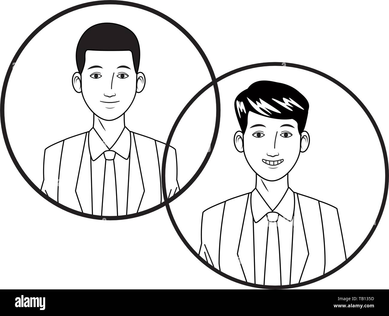 businessmen avatar profile picture in round icons black and white Stock ...