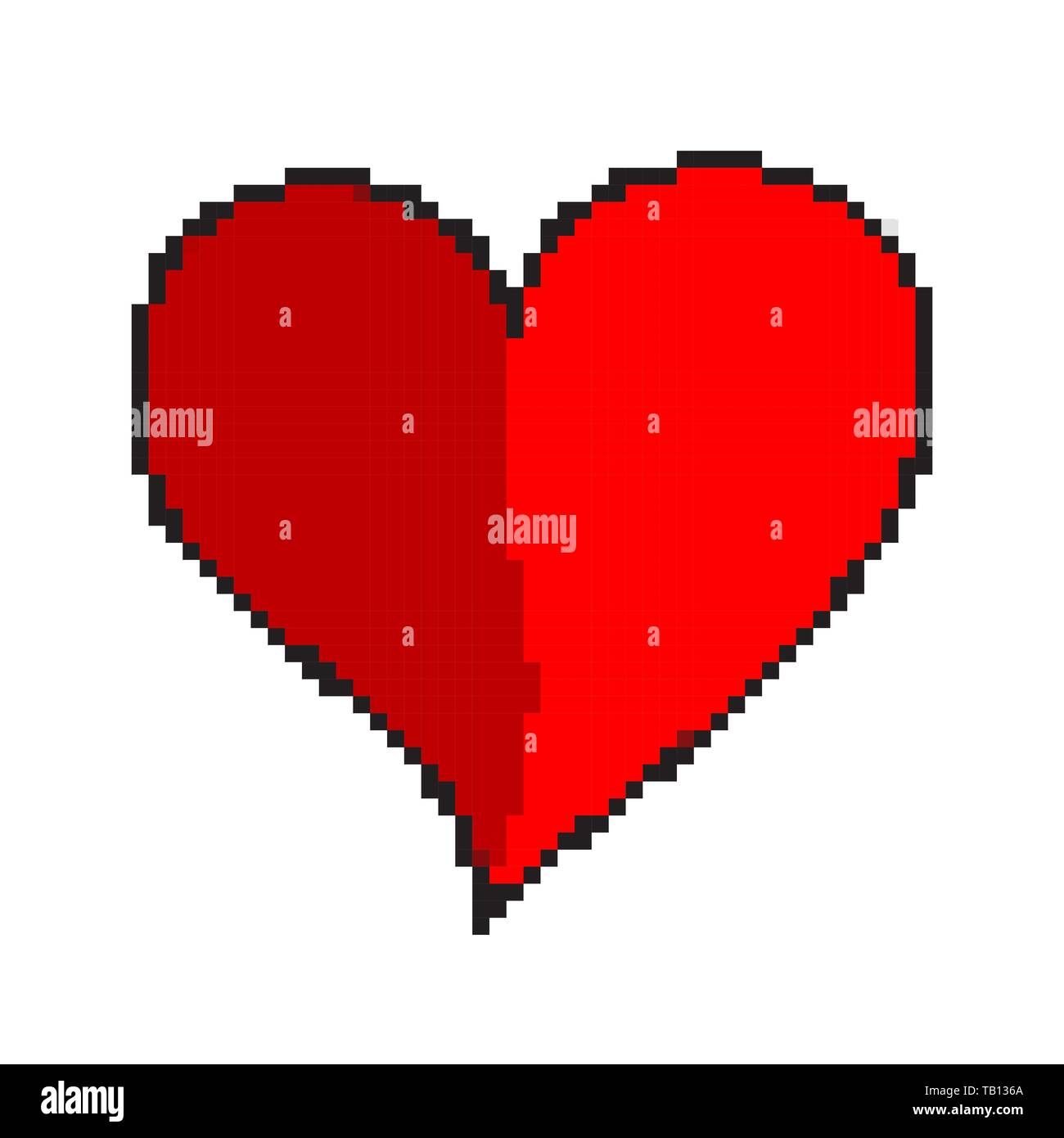 Red heart in pixel style. Vector illustration. Abstract heart icon ...