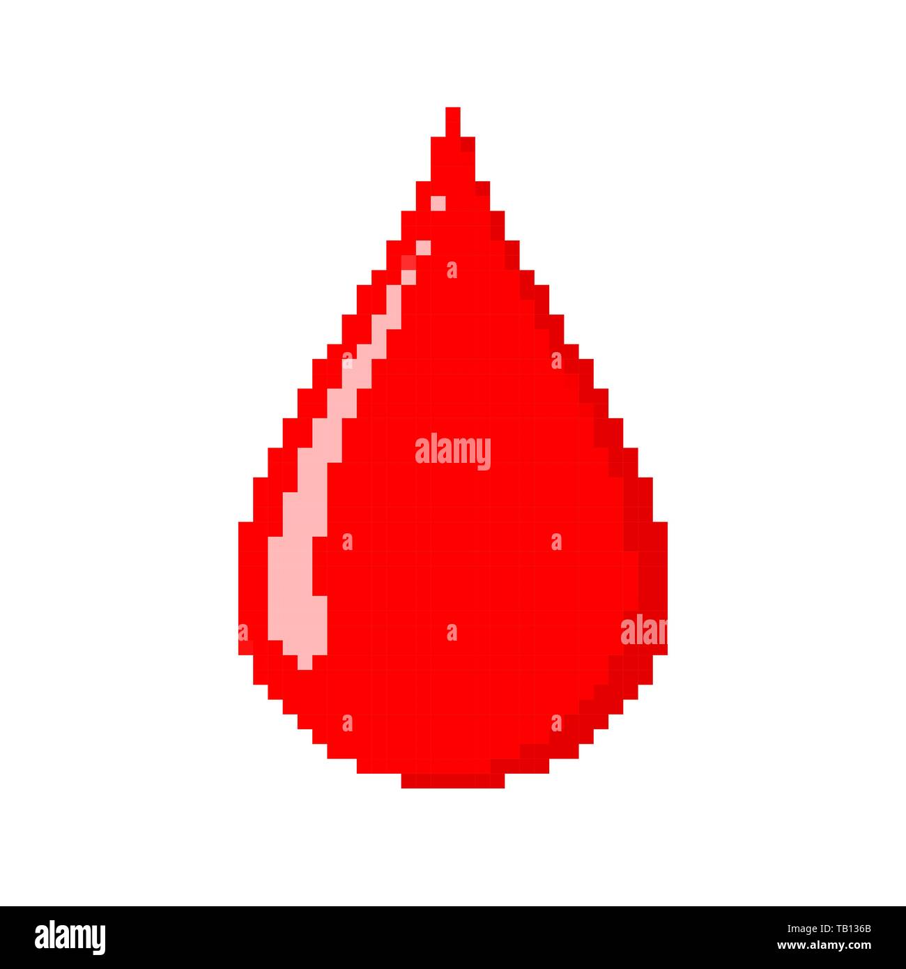 Pixel art design of a Blood Drop. Vector illustration. Red Blood Drop ...