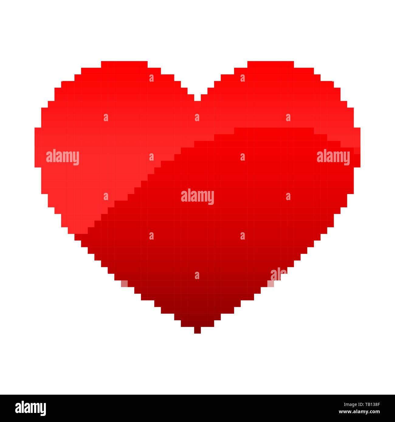 Red heart in pixel style. Vector illustration. Abstract heart icon ...