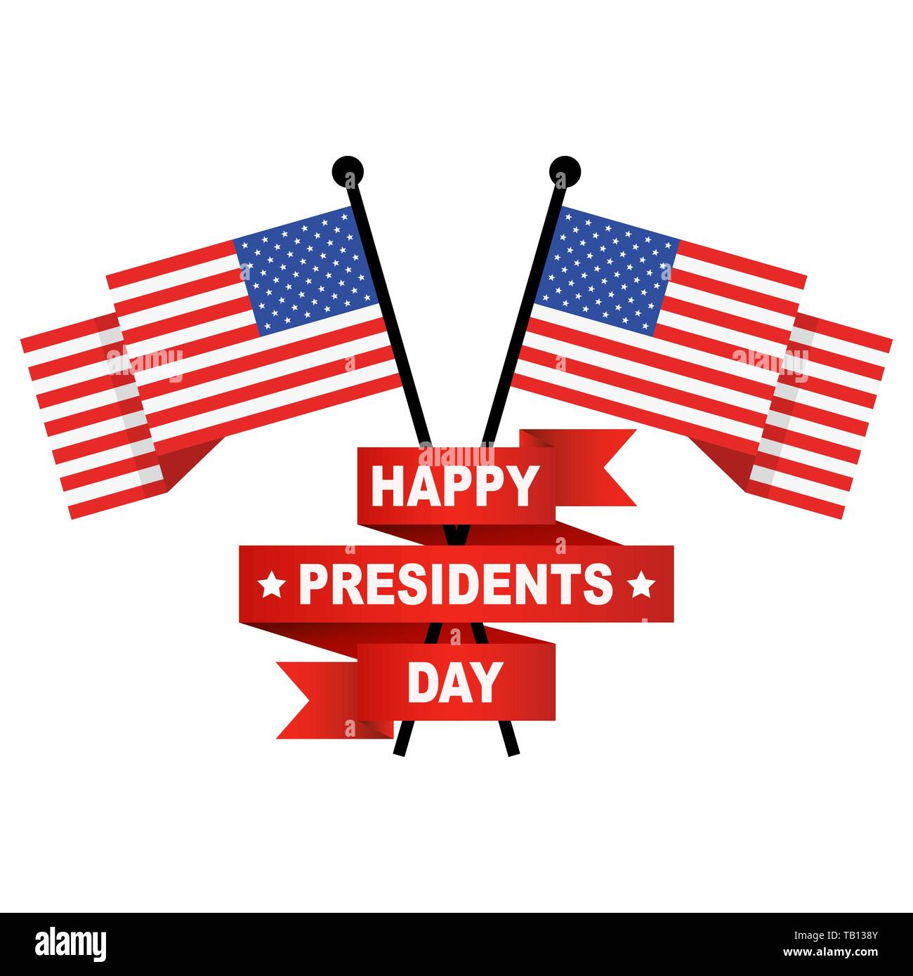 Happy Presidents Day with ribbon and flags. Vector illustration. Flyer ...