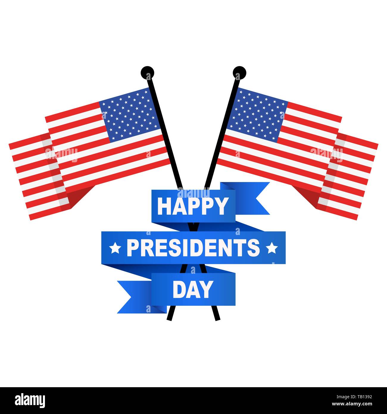 Happy Presidents Day with ribbon and flags. Vector illustration. Flyer ...