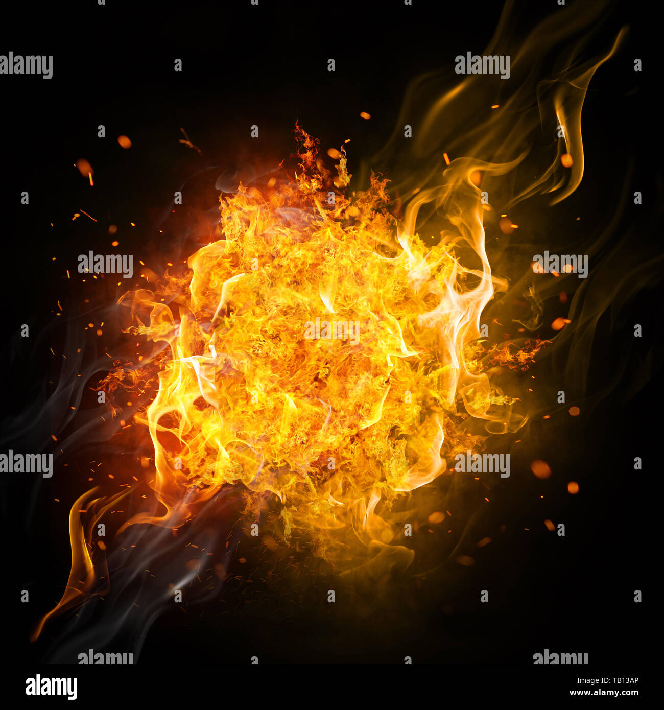 Fire effect isolation over black background Stock Photo - Alamy