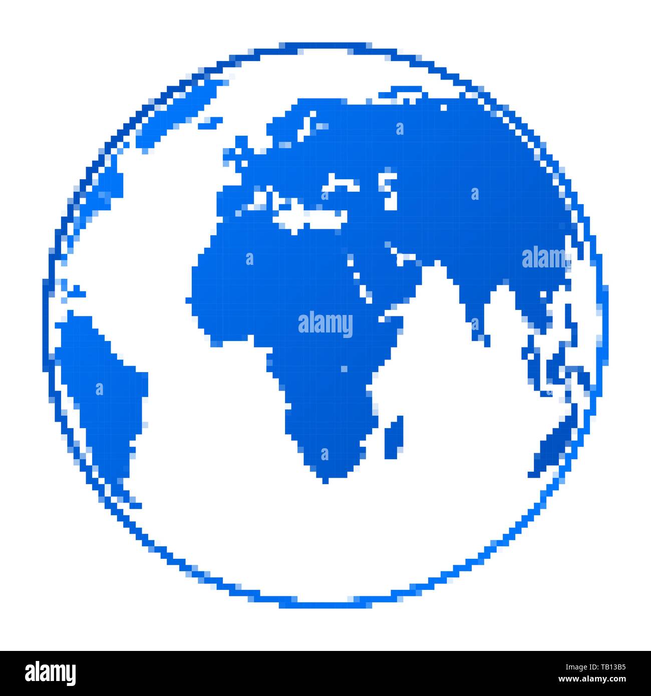 Pixel art design of Earth. Vector illustration. Blue planet Earth in ...