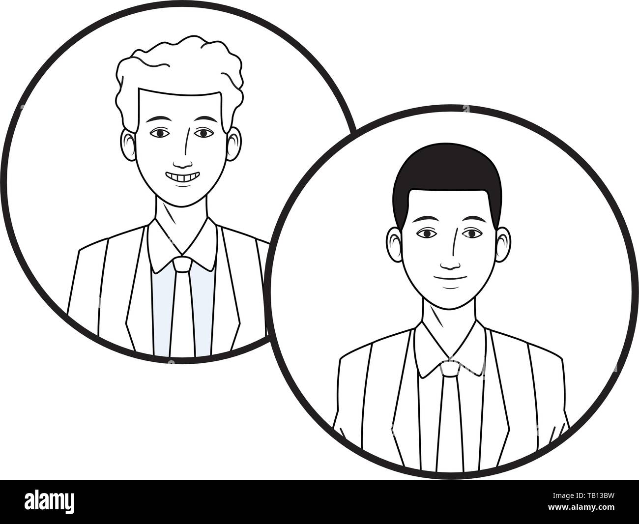 businessmen avatar profile picture in round icons black and white Stock ...
