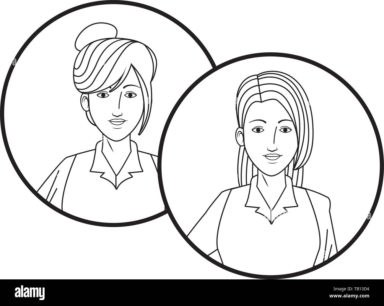 businesswomen avatar profile picture in round icons black and white ...