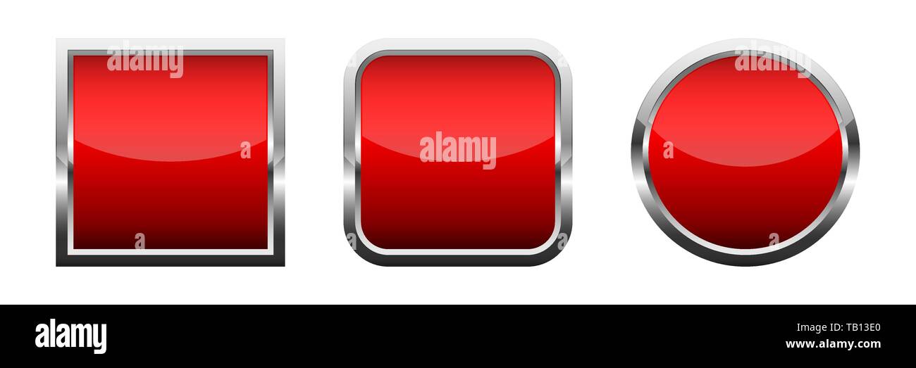 Set of blank red glossy buttons. Vector illustration. Collection of ...