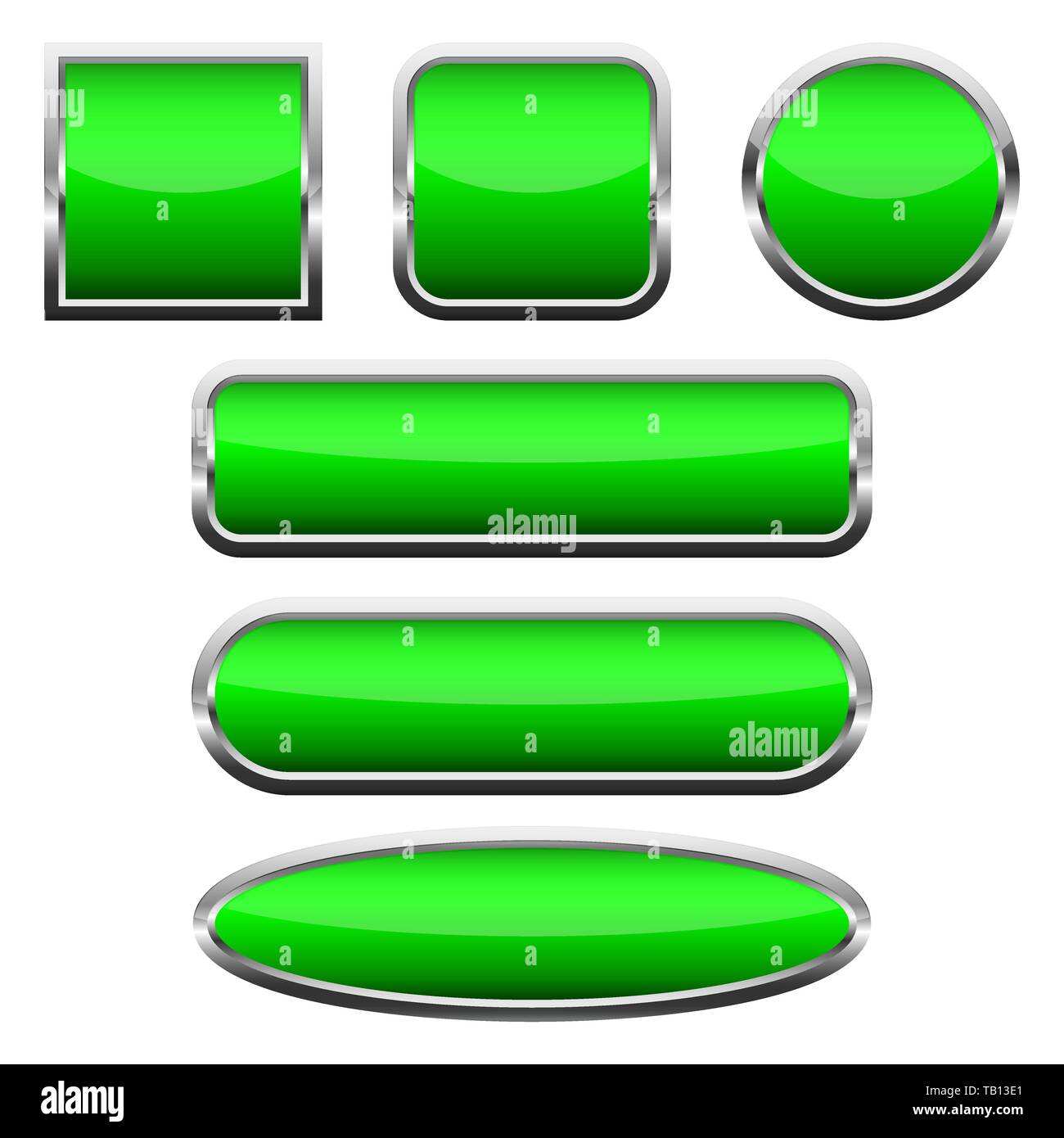 Set of blank green glossy buttons. Vector illustration. Collection of ...