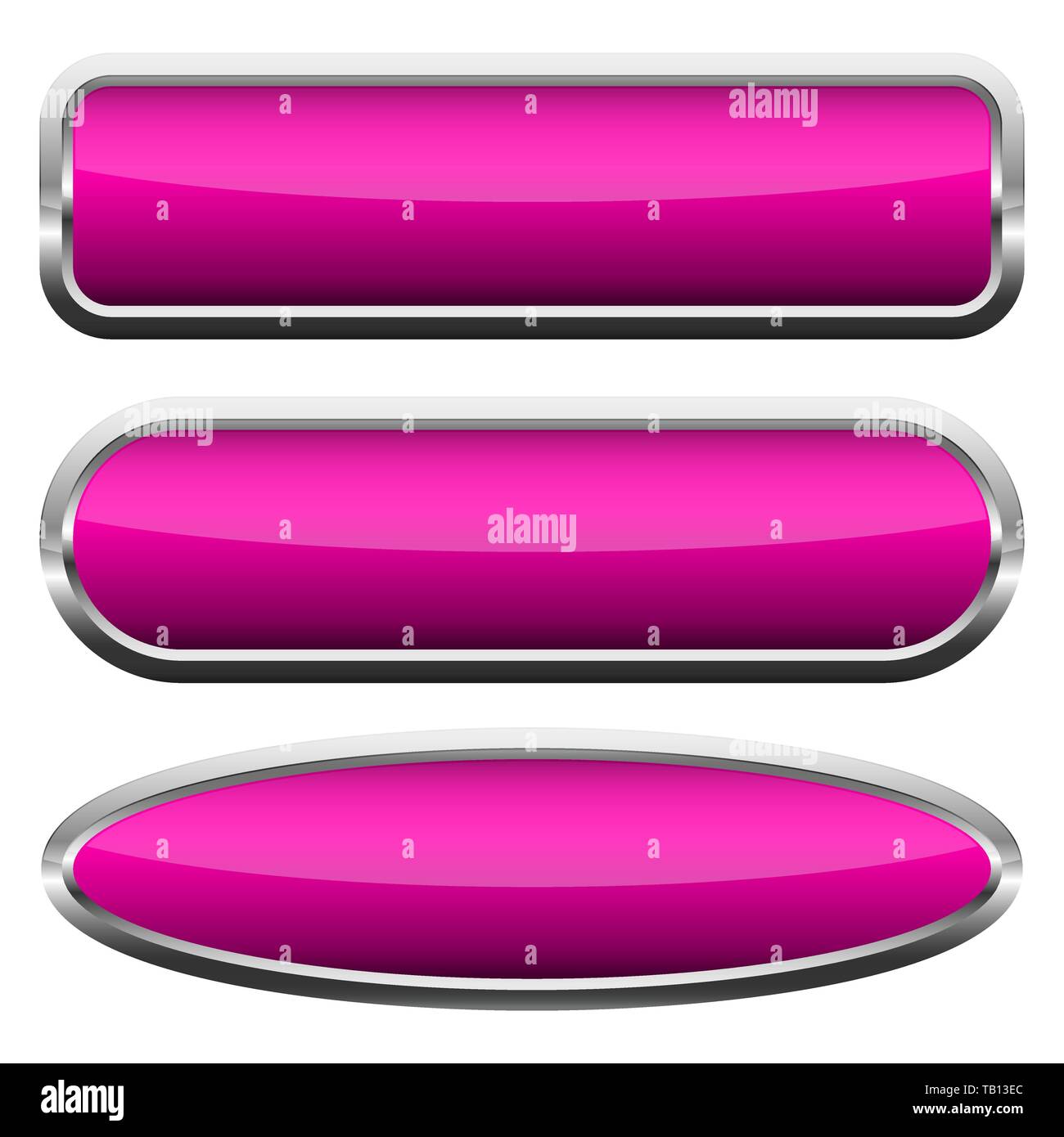 Set of blank pink glossy buttons. Vector illustration. Collection of ...