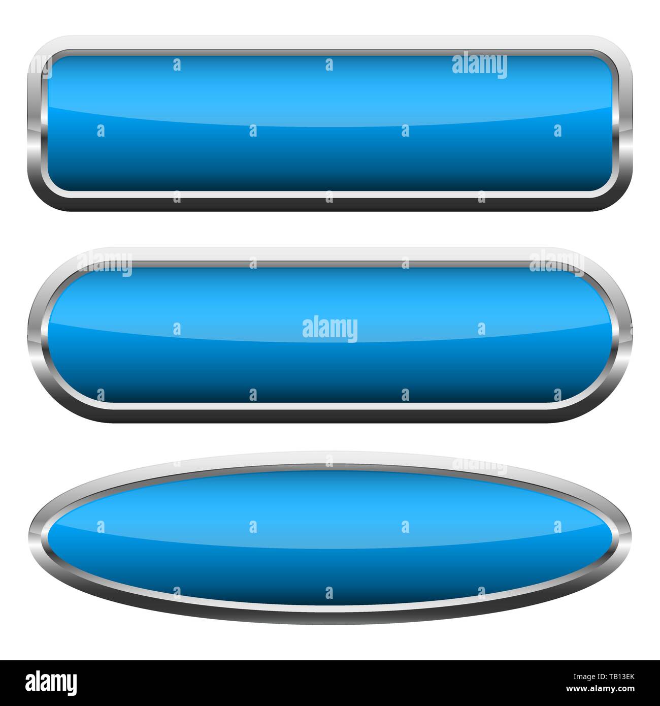 Set of blank blue glossy buttons. Vector illustration. Collection of ...