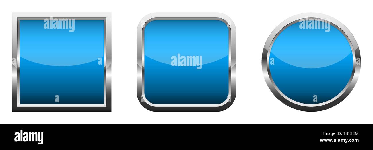 Set of blank blue glossy buttons. Vector illustration. Collection of ...