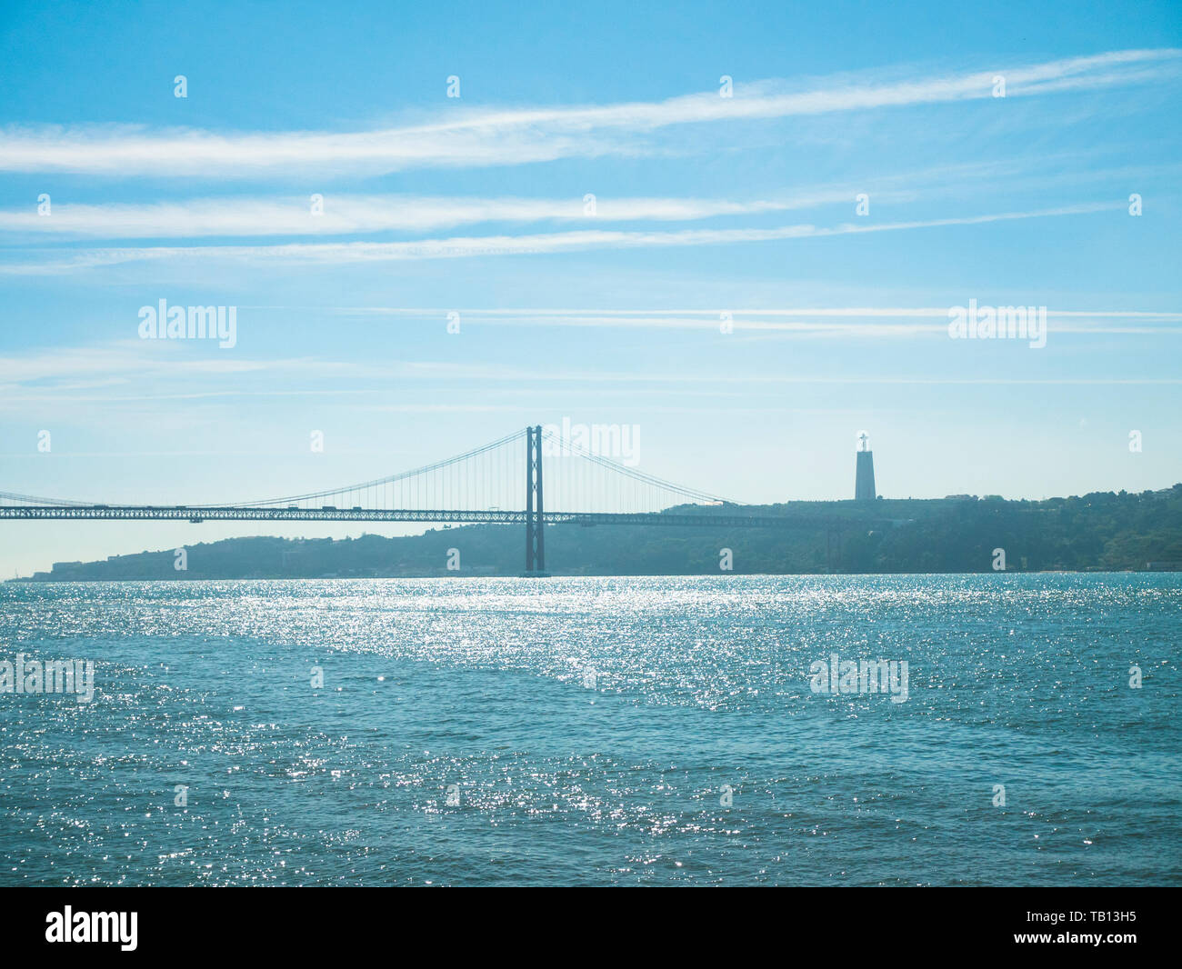 25 de Abril bridge in Lisbon, Portugal. A suspension bridge twin of the ...