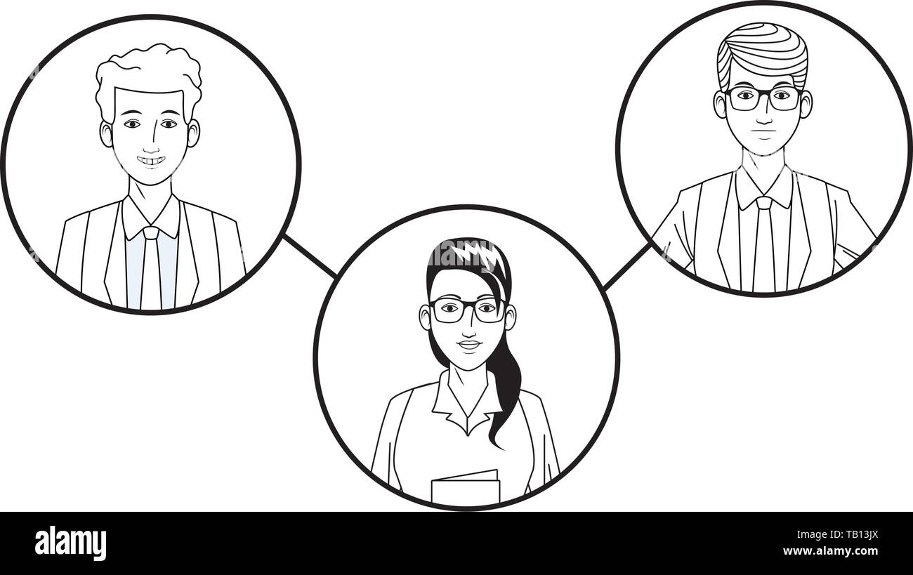 group of business people avatar profile picture in round icon black and ...