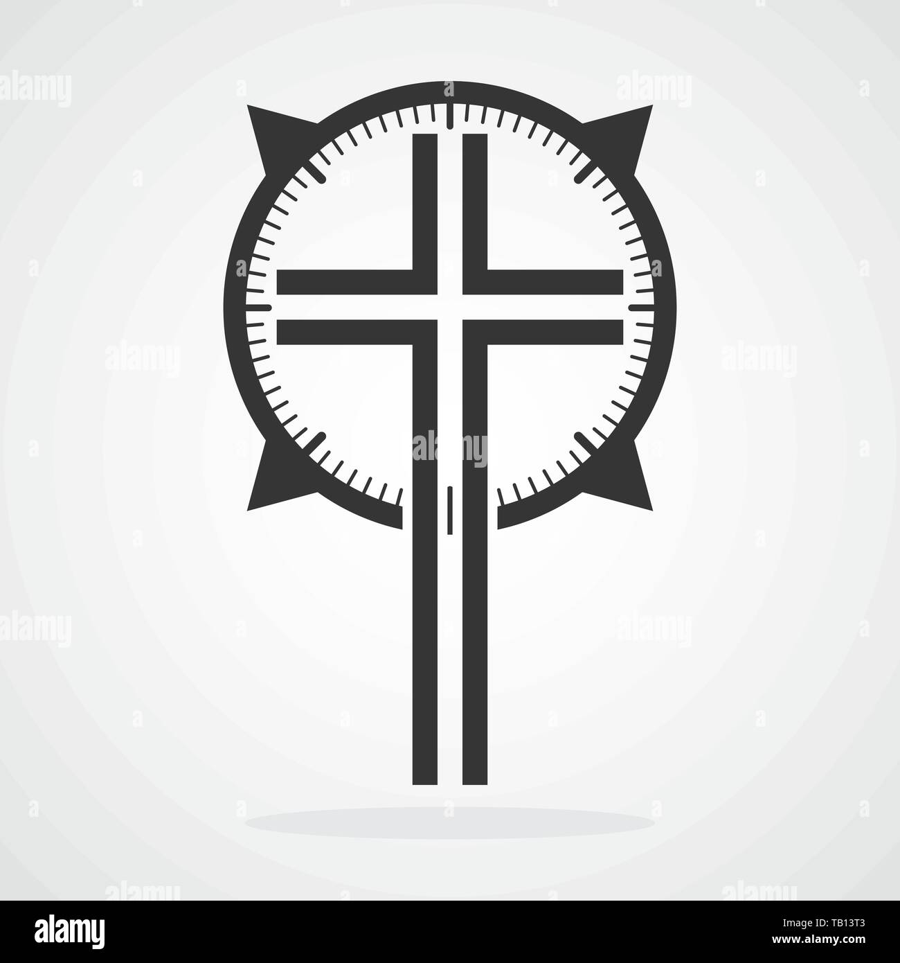 Gray Christian Cross icon with Compass. Vector illustration. Concept ...