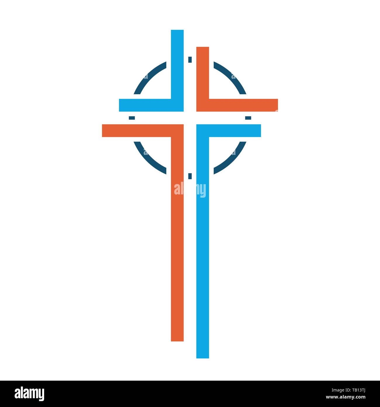 Colored Christian cross icon. Vector illustration. Abstract linear ...
