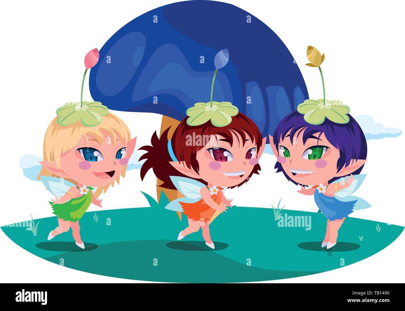 beautiful magic fairies in camp vector illustration design Stock Vector ...