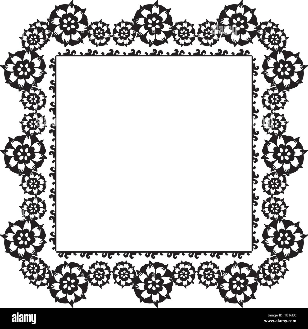 Vector illustration greeting card with drawing cute flower frame hand ...