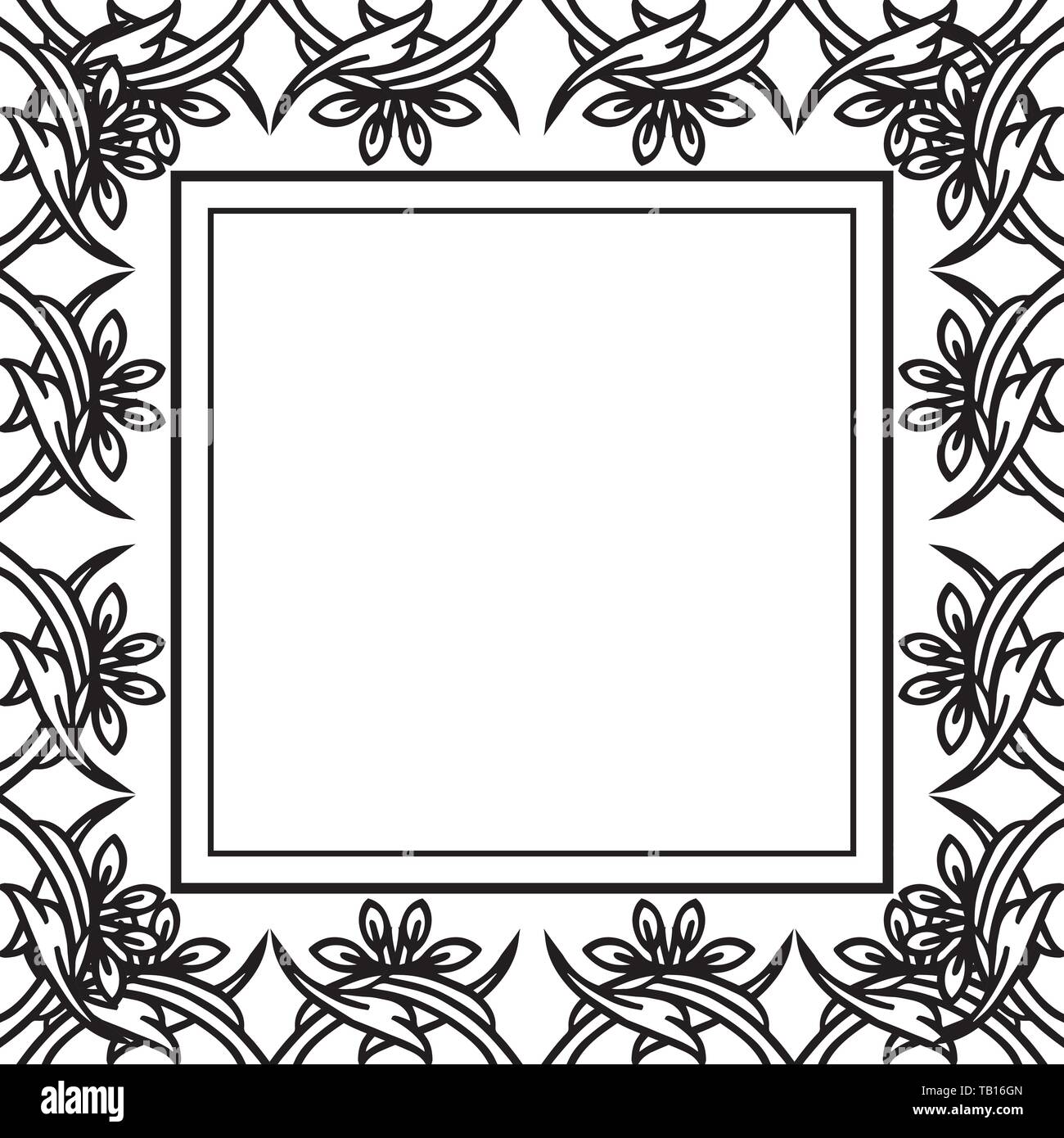 Vector illustration greeting card with drawing cute flower frame hand ...