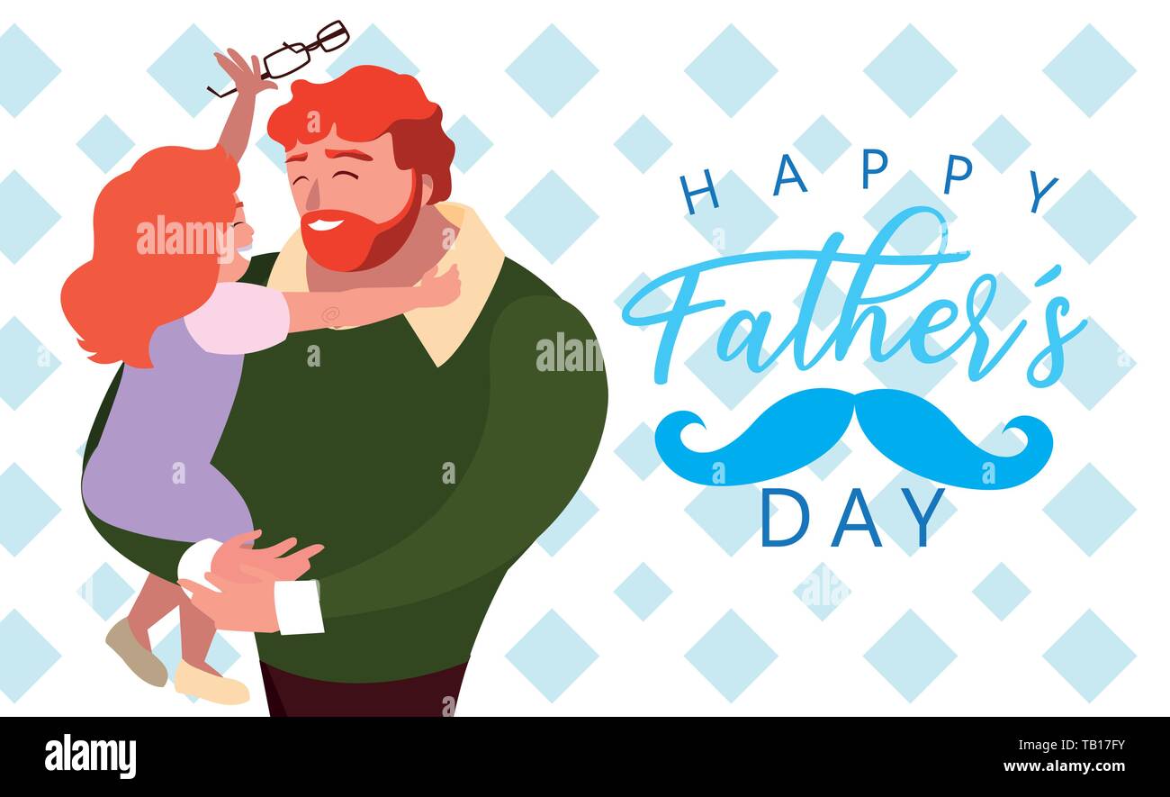 happy father day card with dad and daughter vector illustration design ...