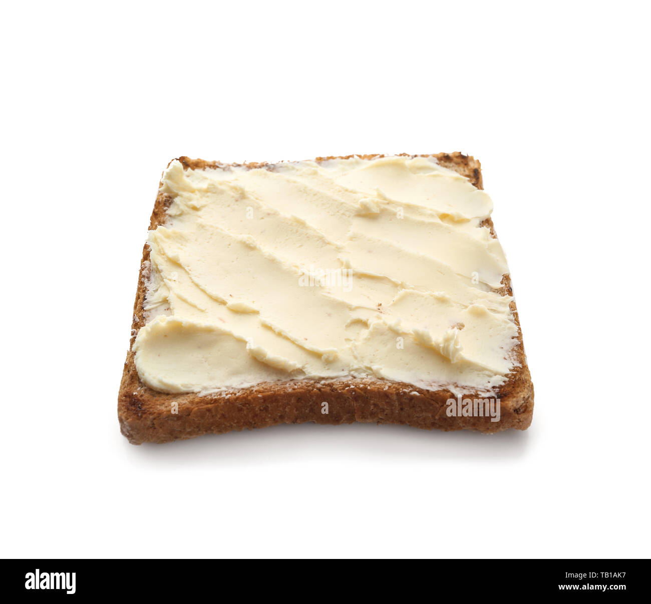 Tasty toasted bread with butter on white background Stock Photo - Alamy