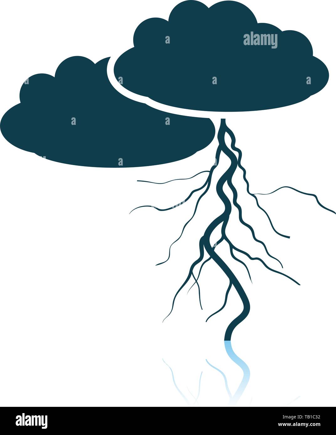 Clouds And Lightning Icon. Shadow Reflection Design. Vector ...