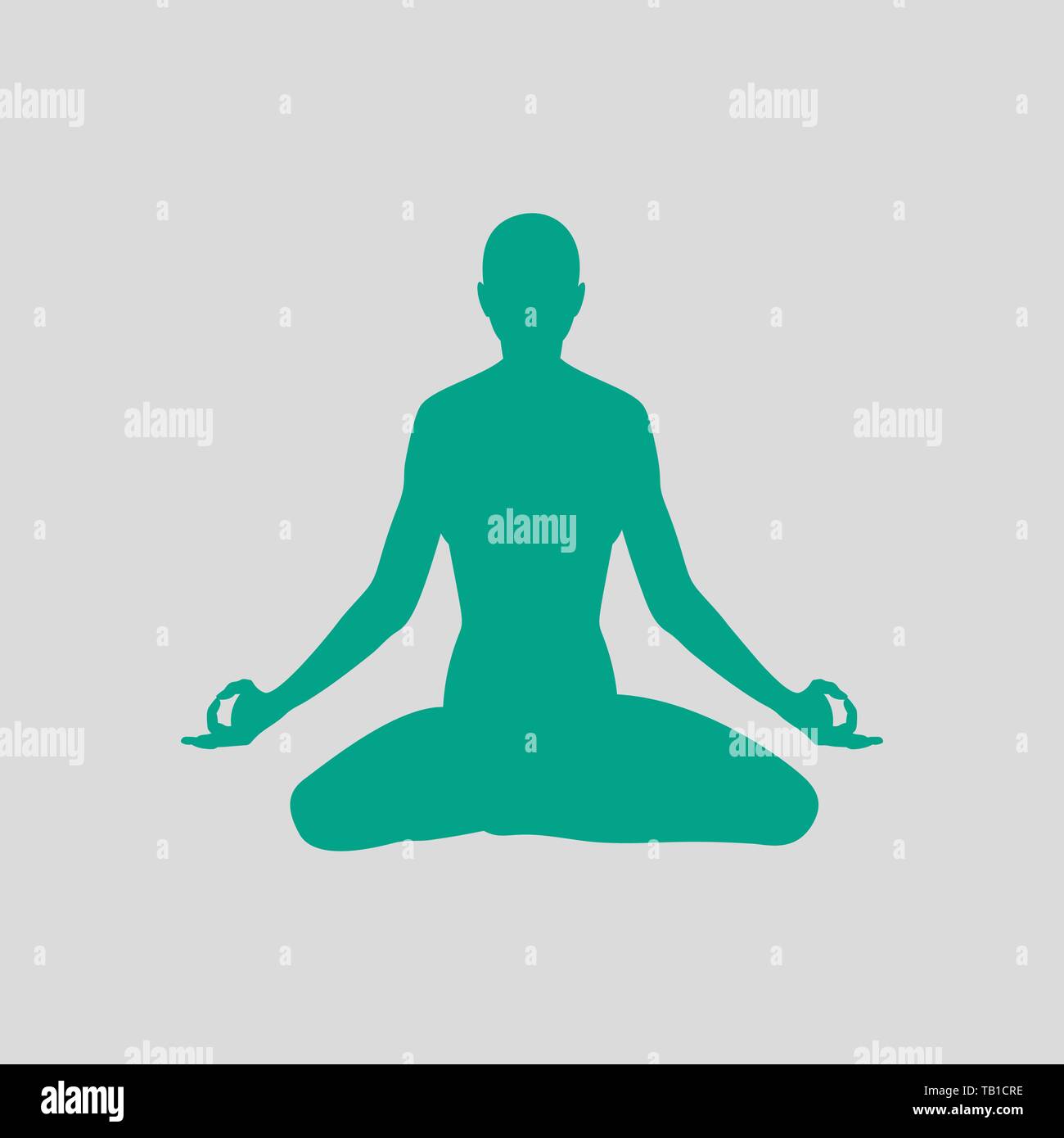 Lotus Pose Icon. Green on Gray Background. Vector Illustration Stock ...