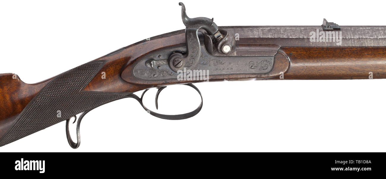 A percussion rifle, Baker, London, circa 1850, Beautiful octagonal ...