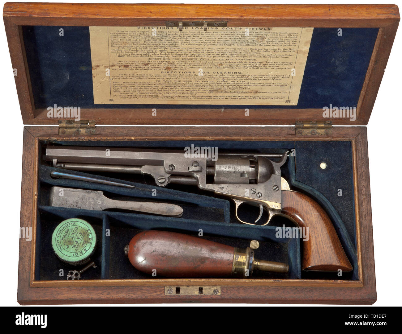 A cased Colt Model 1849 Pocket Revolver, Cal..31, number 90664, 6 ...