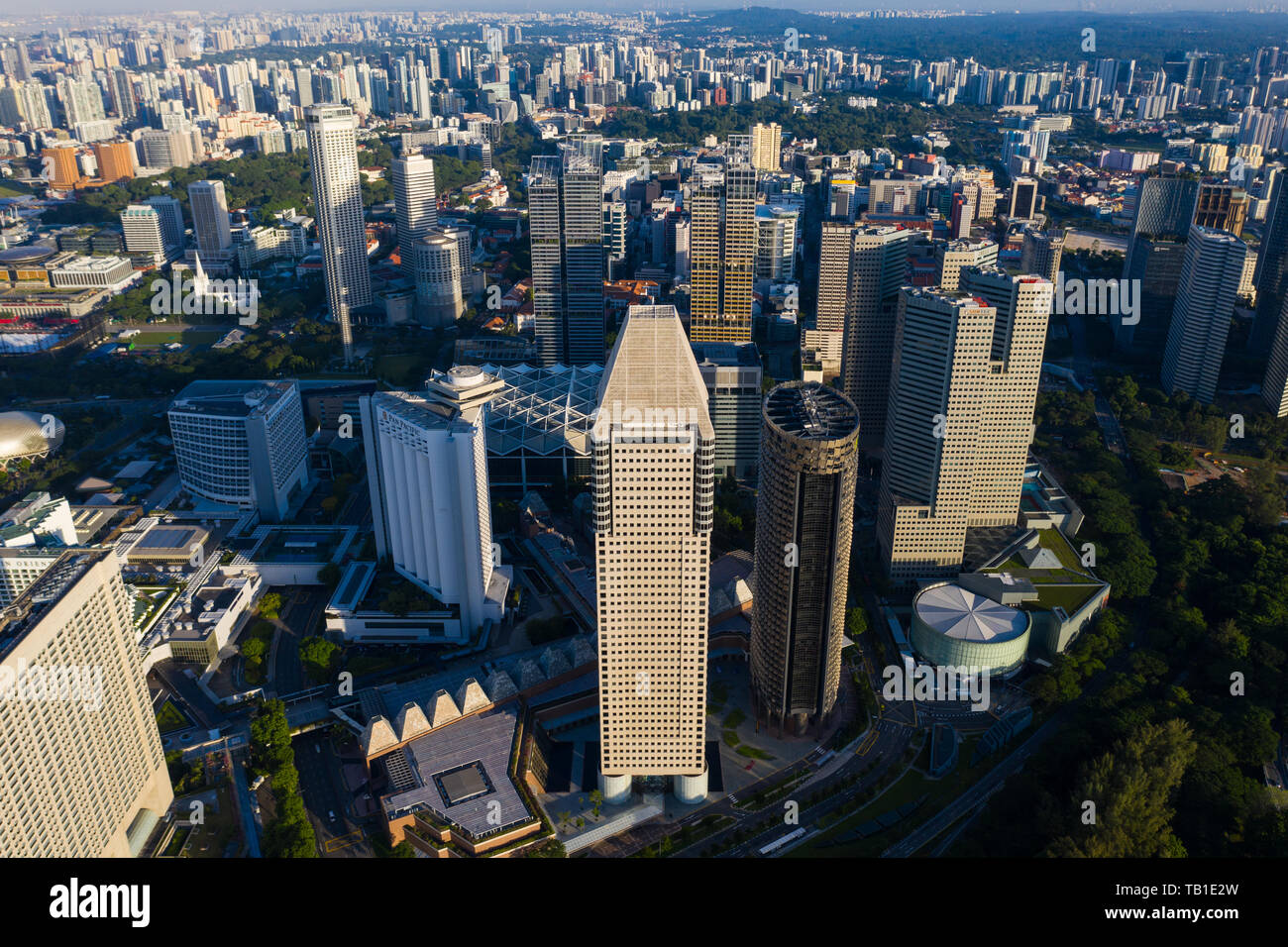 View of Singapore city-state from aerial perspective Stock Photo - Alamy