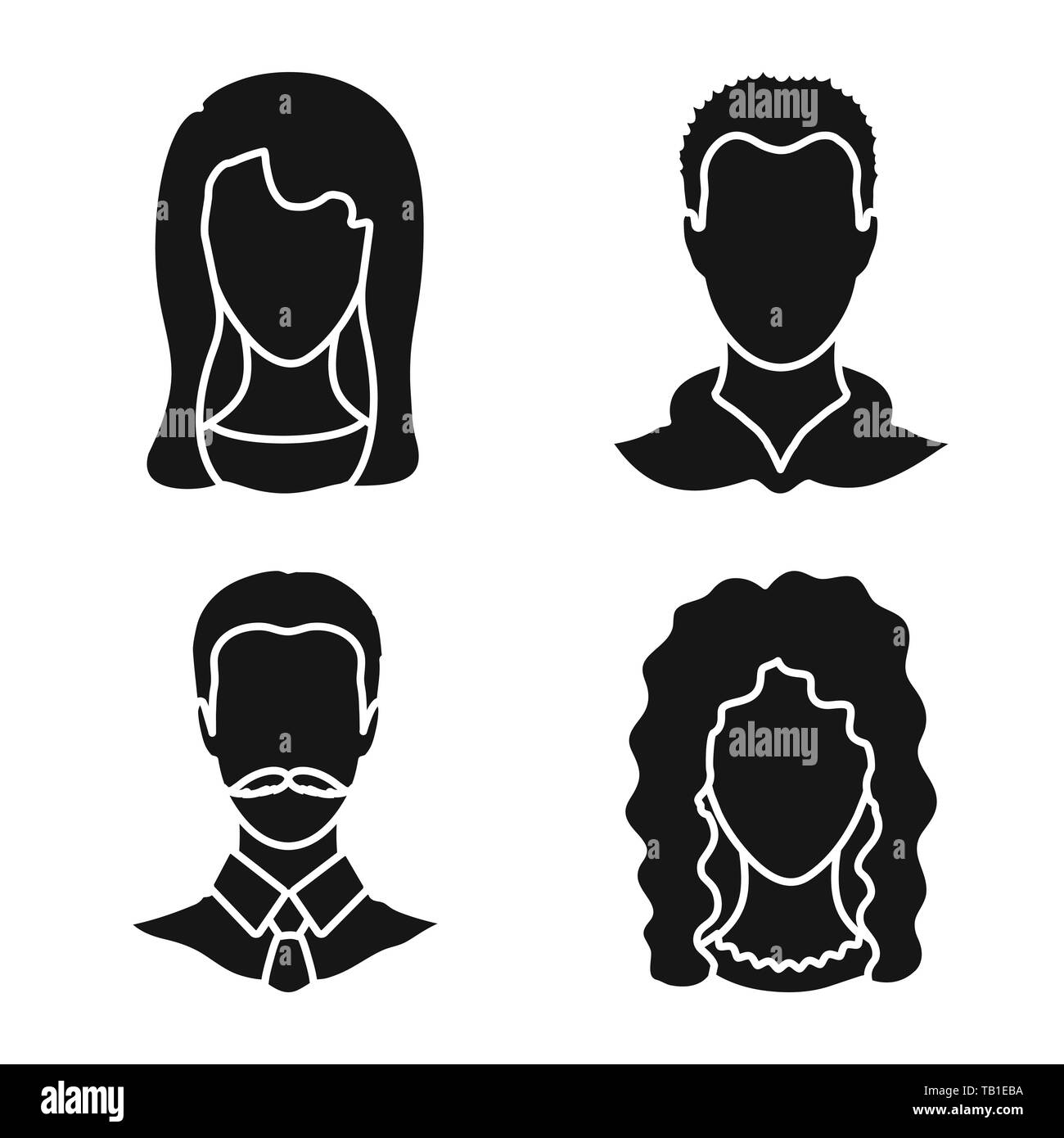 Vector illustration of character and profile icon. Collection of ...
