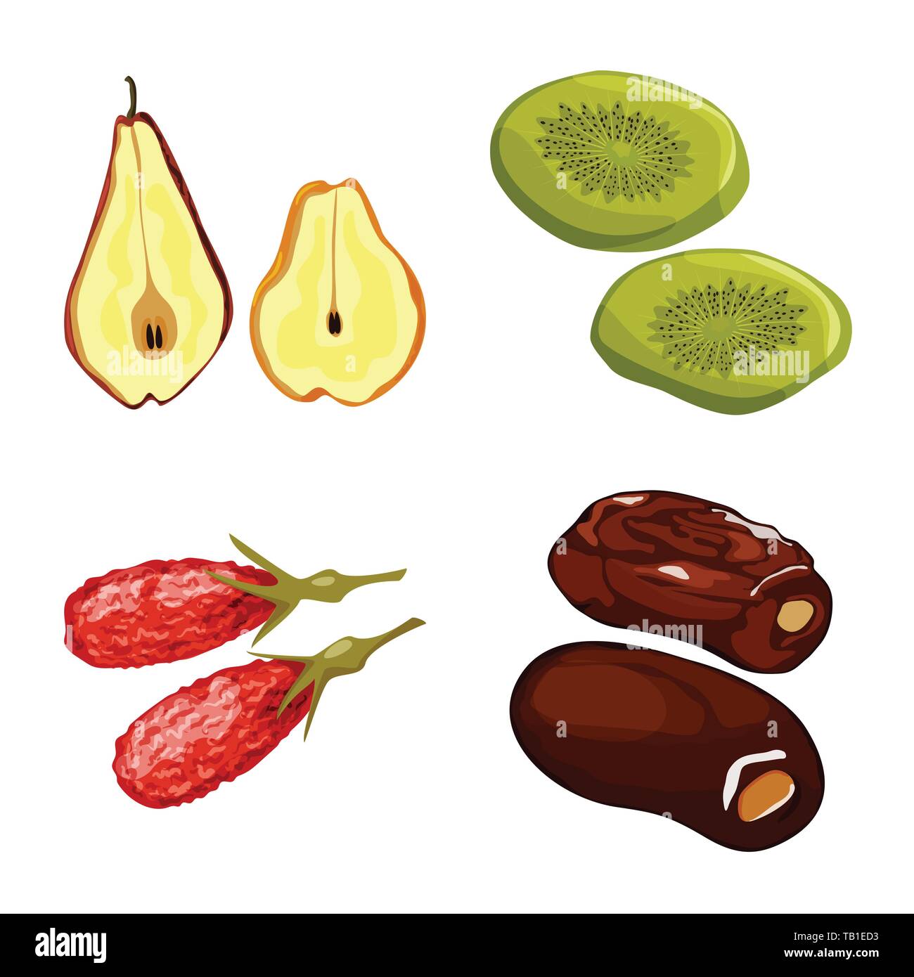 Vector illustration of fruit and dried sign. Collection of fruit and ...