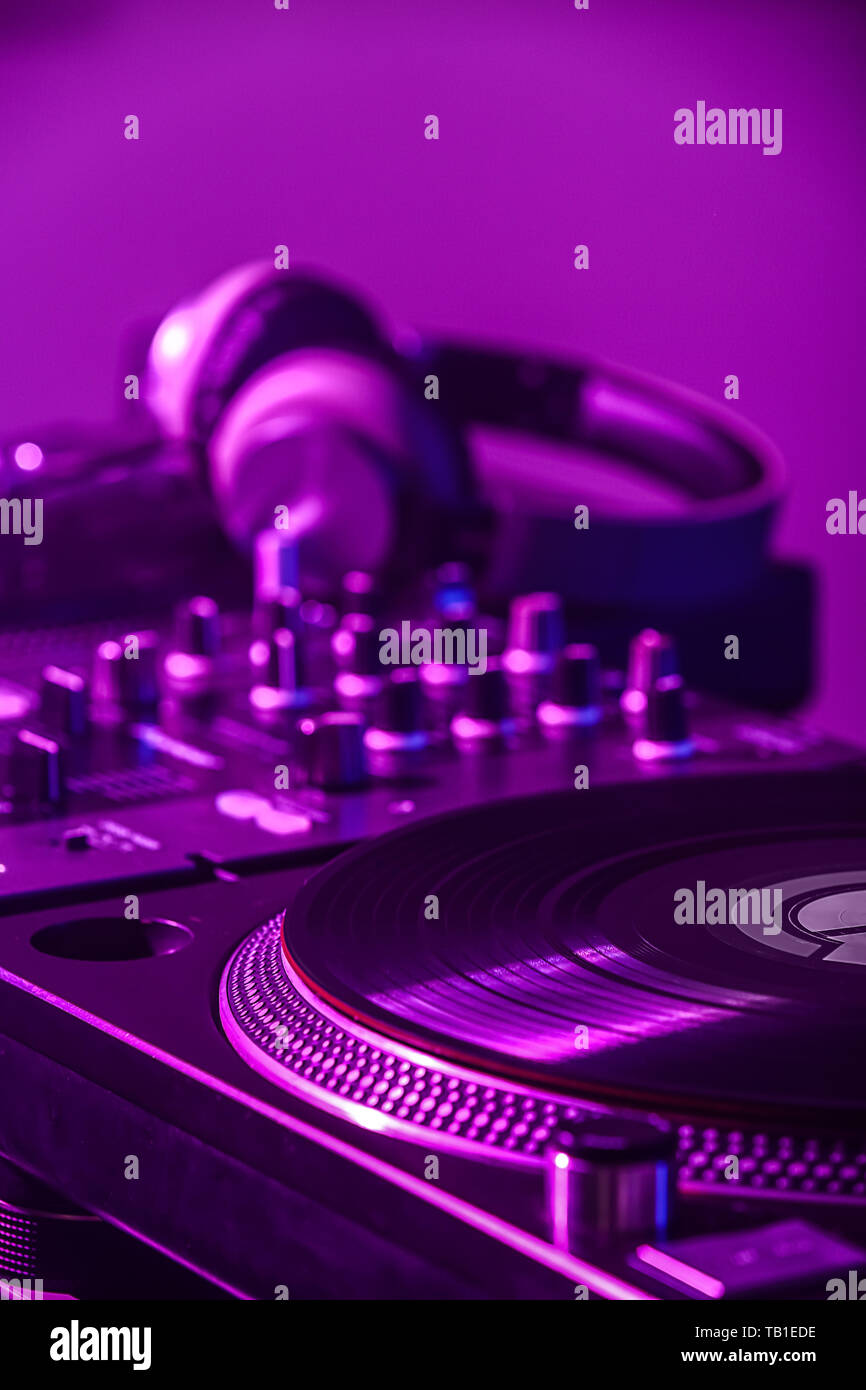 Modern DJ mixer, closeup Stock Photo - Alamy