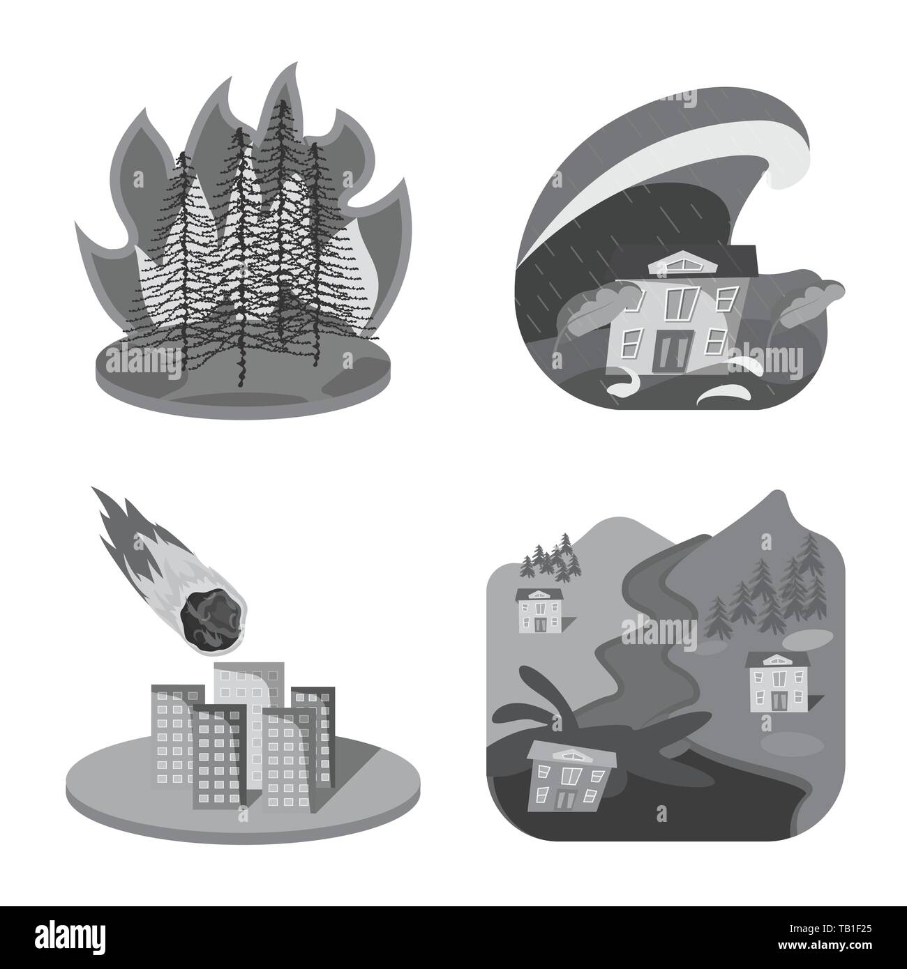 Vector illustration of nature and apocalypse icon. Set of nature and ...