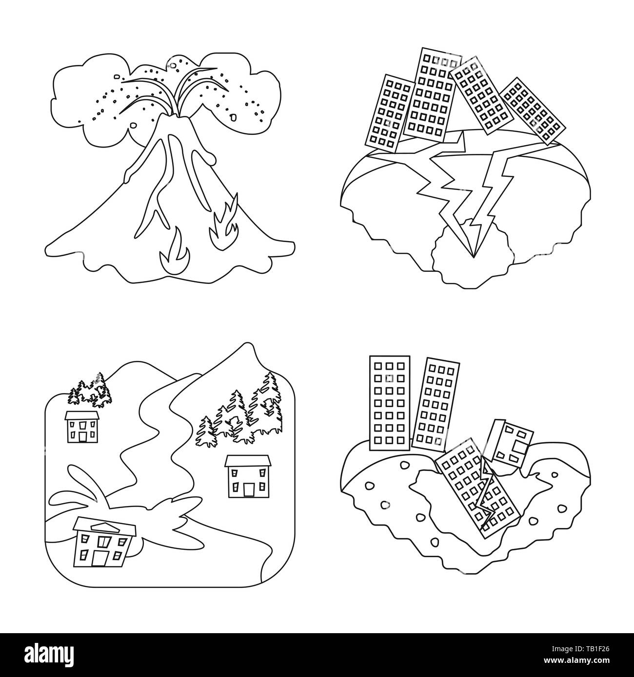 Vector design of cataclysm and disaster icon. Set of cataclysm and ...
