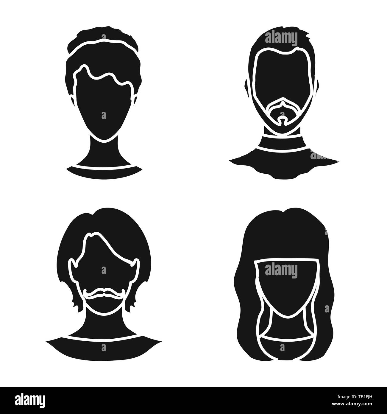 Vector design of character and profile symbol. Set of character and ...